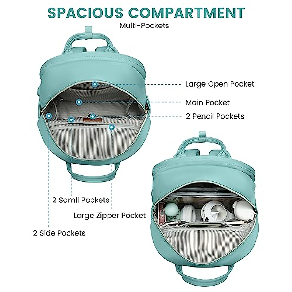 LOVEVOOK Backpack for Women Men, Laptop Bag 15.6 Inch Computer Back Pack with USB Port for Traveling Work Business, Waterproof Personal Item Travel Backpack Purse Casual Daily Nurse Bag, Mint Green