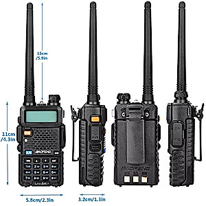 BAOFENG UV5R Radio, Handheld Ham Radio Long Range, Rechargeable Two Way Radios, Portable Walkie Talkies for Adults with Earpiece, Dual Band Programmable Radio with Programming Cable(2 Pack)