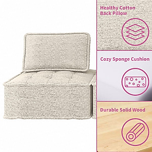 Mixoy Modular Sectional Sofa, Couch for Living Room Office Apartment Resting, 2 PCS DIY Combination Oversized Sleeper Sofa Bed, Comfy Floor Couch | Beige