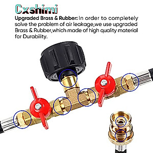 Cxshimi Upgraded Propane 2 Way Y Splitter,5FT CGA Propane Tank Converter Adapter Hose 1 lb Portable Appliance to QCC1/Type1 5-40lb Tank for Gas Grill,Camping Grill Stove