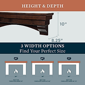 MANTELSDIRECT Mantels Direct Salem Wood Mantel Shelf with Corbels - Aged Cherry 60 Inch | Distressed Wooden Rustic Wall Mounted Shelf Perfect for Electric Fireplaces and More!