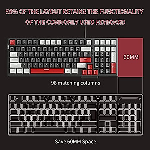 MageGee Mechanical Keyboard, Star98 Wired Gaming Keyboard Backlit Ultra-Slim USB Keyboards with Red Switches 98 Keys for PC Windows Computer Laptop — Grey Black/Red Switches