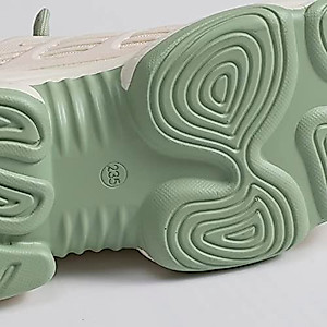 GLISEYMY Chunky Sneakers Women Chunky Platform Sneakers Grey Green Casual Lace-Up Walking Shoes