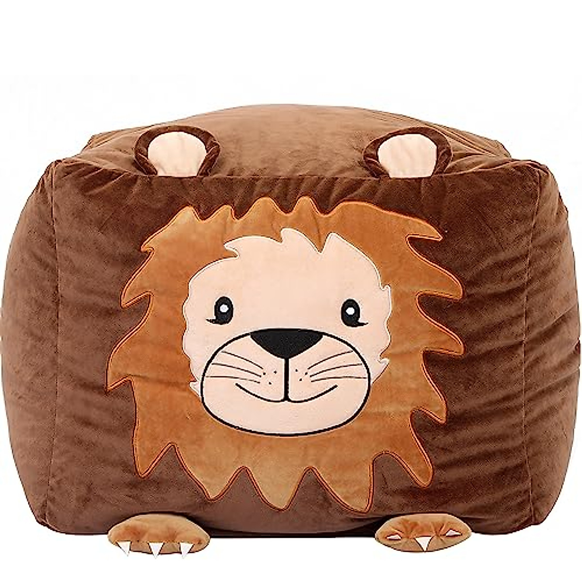 Cool Lion Bean Bag Chairs for Boys Room Decor, Stuffable Zipper Beanbag for Organizing Children Plush Toys, Extra Large Size, Velvet Super Soft Cover Only