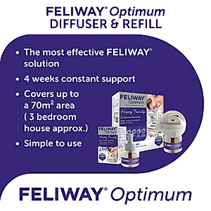 FELIWAY Optimum Diffuser & 30 Day Refill, The Best Solution to Ease cat Anxiety, cat Conflict and Stress in The Home, 48 ml (Pack of 1)