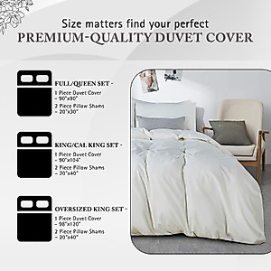 Minor Monkey Full/Queen Duvet Cover 1000 Thread Count 100% Egyptian Cotton Luxury Hotel Quality Silver Grey Quilt Cover & Pillow Sham - 3 PC All Season Duvet Cover Set with Zipper Closure, Corner Ties