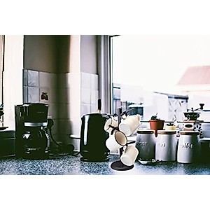 KETWOD Black Mug Holder,Coffee Mug Holder,Coffee Mug Tree,Non-Slip Coffee Cup Holder,Coffee Cup Holder for Counter,Coffee Mug Tree,Coffee Mug Rack with 6 Hooks (Black)