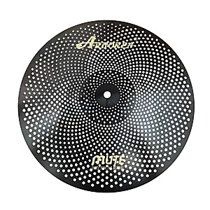 Arborea Low Volume Cymbal Pack Black 14"hi-hat+16"crash+18"crash+20"ride 5 Pieces Practice Mute Cymbal Set for Drums