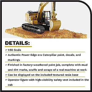 Diecast Masters 1:50 Caterpillar 320F L Excavator Model, Weathered Series Cat Trucks & Construction Equipment | 1:50 Scale Model Diecast Collectible Model 85701