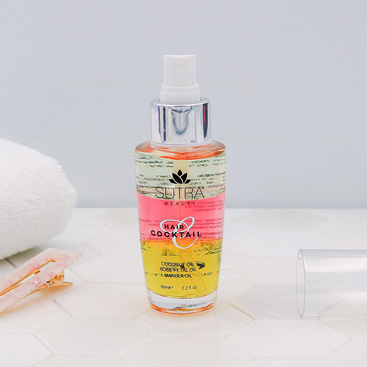 SUTRA Professional Hair Cocktail - Conditioning Hair Serum for Damaged Hair, Leave-In Treatment, Coconut, Rose Petal, and Marula Oil, 2.20 oz