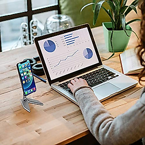 Arae Adjustable Cell Phone Stand, Aluminum Desk Cellphone Stand Holder Cradle Dock with Anti-Slip Base and Charging Port Compatible with All Smartphone (Gray)