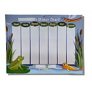 Potty Time:The Original Potty Watch|Water Resistant,Toilet Training Aid,Warranty(30|60|90 Min Auto Timers w/Music & Flashing Lights for Fun & Gentle Reminders) Green, Pond Sticker Chart & Battery Kit