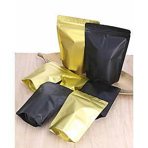 200 Pieces Resealable Mylar Bags(3.3x5.1 inch, Matte Gold), Smell Proof Stand Up Zipper Lock Aluminum Foil Bag, Packaging for Small Businesses, Packaging Bags for Food/Herbs/Nuts Storage…