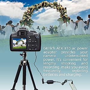 Glorich ACK-E10 AC Power Adapter DR-E10 DC Coupler LP-E10 Dummy Battery Power Supply Kit for Cameras Canon EOS 1100D 1200D 1300D 1500D 2000D Rebel T3 T5 T6 T7 Kiss X50 X70 X80 X90