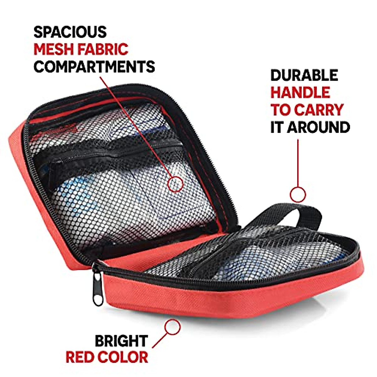 Dexmed Small First Aid Kit with Professional Medical Supplies and Survival Equipment - Lightweight, Waterproof, and Compact Medical Kit for Home, Travel, Camping, Hiking, Car, Office