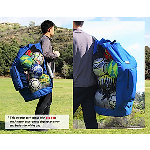 Fitdom Heavy Duty XL Soccer Mesh Equipment Ball Bag w/Adjustable Shoulder Strap Design for Coach. with an Over-Sized Front Pocket for Sporting Accessories. Best for All Outdoor & Water Gears