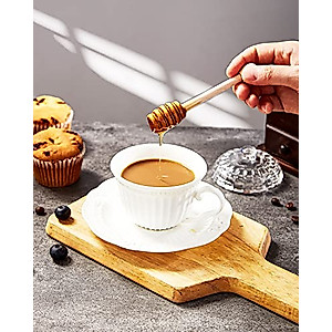 Ahoo Glass Honey Jar,Dispenser Honey Pot Containers with Wooden Dipper Stick Set and Lid,Storage Honey Holder Bottle