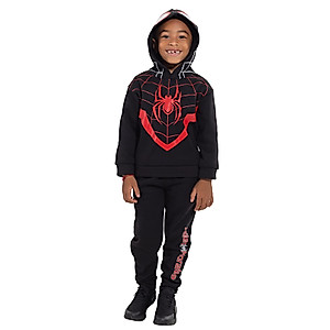 Marvel Spider-Man Miles Morales Toddler Boys Fleece Cosplay Pullover Hoodie and Pants Outfit Set 5T