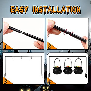 Sawysine Halloween Party Decorations Candy Bucket, 17 Pcs Witches Cauldron Serving Bowls on Rack 2 Size Candy Cauldron Kettles