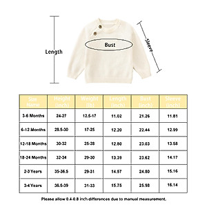 pureborn Baby Toddler Boys Girls Pullover Sweater Cotton Knit Warm Crewneck Long Sleeve Tops Cream 18-24 Months