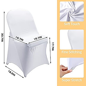 Amyhill 6 Sets Wedding Folding Chairs and Spandex Sets Metal Folding Chairs with Padded Seats Portable Foldable Chairs Indoor Fold up Chairs for Wedding Banquet Party Event (White)