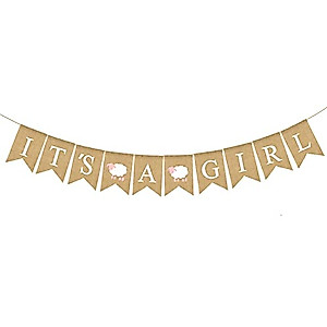 Lamb Baby Shower Decorations, It's A Girl Burlap Banner,Baby Sheep Themed Baby Shower Party, Little Lamb Décor Party Supplies