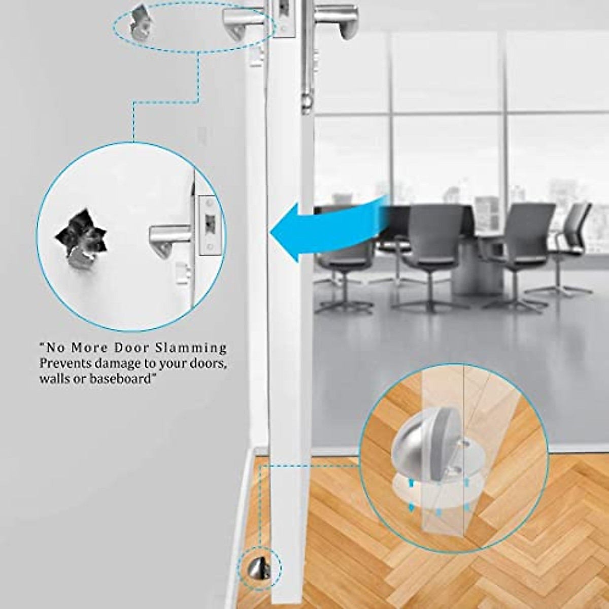 5PCS Double-Sided Adhesive Tape No Need to Drill Doorstop, Stainless Steel Half Dome Floor Door Stop Black Finish Door Stoppers by TPOHH