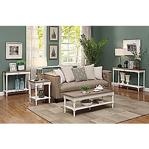 Convenience Concepts French Country Coffee Table with Shelf, Driftwood/White