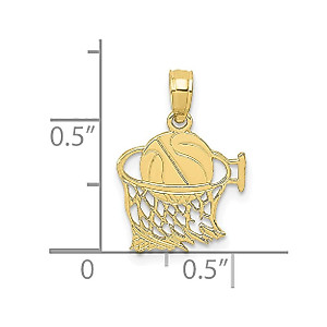 Million Charms 10K Yellow Gold Sports Basketball In Net Small Charm Pendant