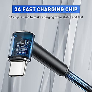 FANPL 90 Degree Nylon Charger Cable for Steam Deck (10ft 3A, 1-Pack), USB A to USB C Quick Charger Cord for Nintendo Switch, Switch OLED, Switch Lite, Phone, Tablet, Laptop