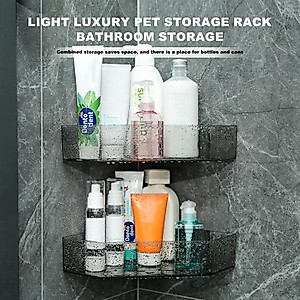 Wngdo Diamond-free Clear Wall Caddy, Diamond-free, Removable, Multi-function Triangle Locker, Lightweight Luxury Style Glacier Pattern Suction Cup Holder (Transparent Gray two pack.)