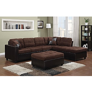 Coaster Fine Furniture 500655l Harlow L Sectional Sofa in Chocolate Microfiber and Dark Brown Faux Leather