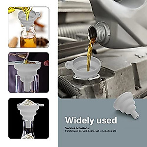 Silicone Collapsible Funnel Set of 4, 3different Size,1 for S, 2 for M,1for L, Kitchen Gadgets Foldable Funnel for Water Bottle Liquid Transfer Food Grade (Grey)