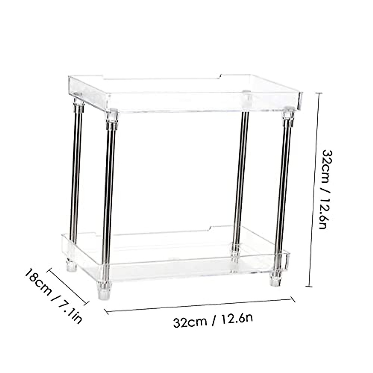 Kavolet 2 Tiers Bathroom Organizer Countertop, Clear Cosmetic Display Case Storage Shelf, Perfume Skincare Organizers and Storage, for Counter Dresser Vanity