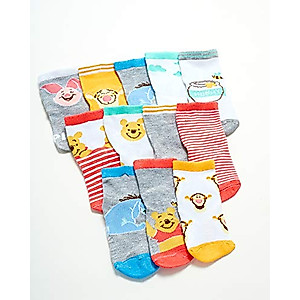 Disney Baby Boys Socks - 12 Pack Soft Newborn Baby Socks Character Prints - Cute Newborn and Infant Socks (0-24M), Size 0-6 Months, Winnie the Pooh
