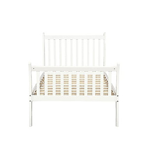 Winwee Twin Solid Wood Platform Bed with Headboard and Footboard, Wooden Slats, No Box Spring Needed, Easy Assembly (White)