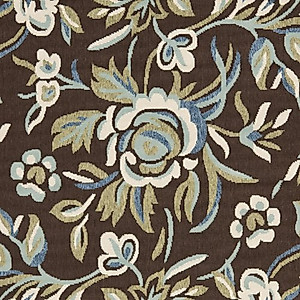 SAFAVIEH Veranda Collection 5'3" x 7'7" Chocolate / Aqua VER011 Floral Indoor/ Outdoor Non-Shedding Easy--Cleaning Patio Backyard Porch Deck Mudroom Area--Rug