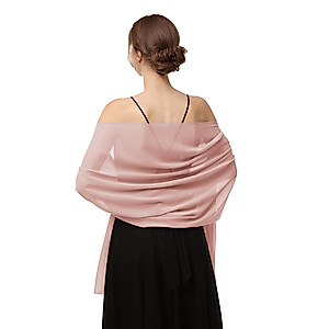 Baoqiya Women's Scarf Shawls and Wraps for Evening Dress Chiffon Shawl Soft Elegant Silky Pashmina Wedding Bridal Scarves(Blush, 79"×19")