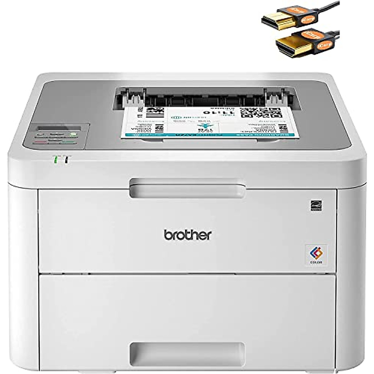 Brother HL-L32 10CW Series Compact Wireless Digital Color Laser Printer - Mobile Printing - Print Up to 19 Pages/Min - Up to 250-sheet/tray - Up to 2400 x 600 DPI - Mono Display + HDMI Cable
