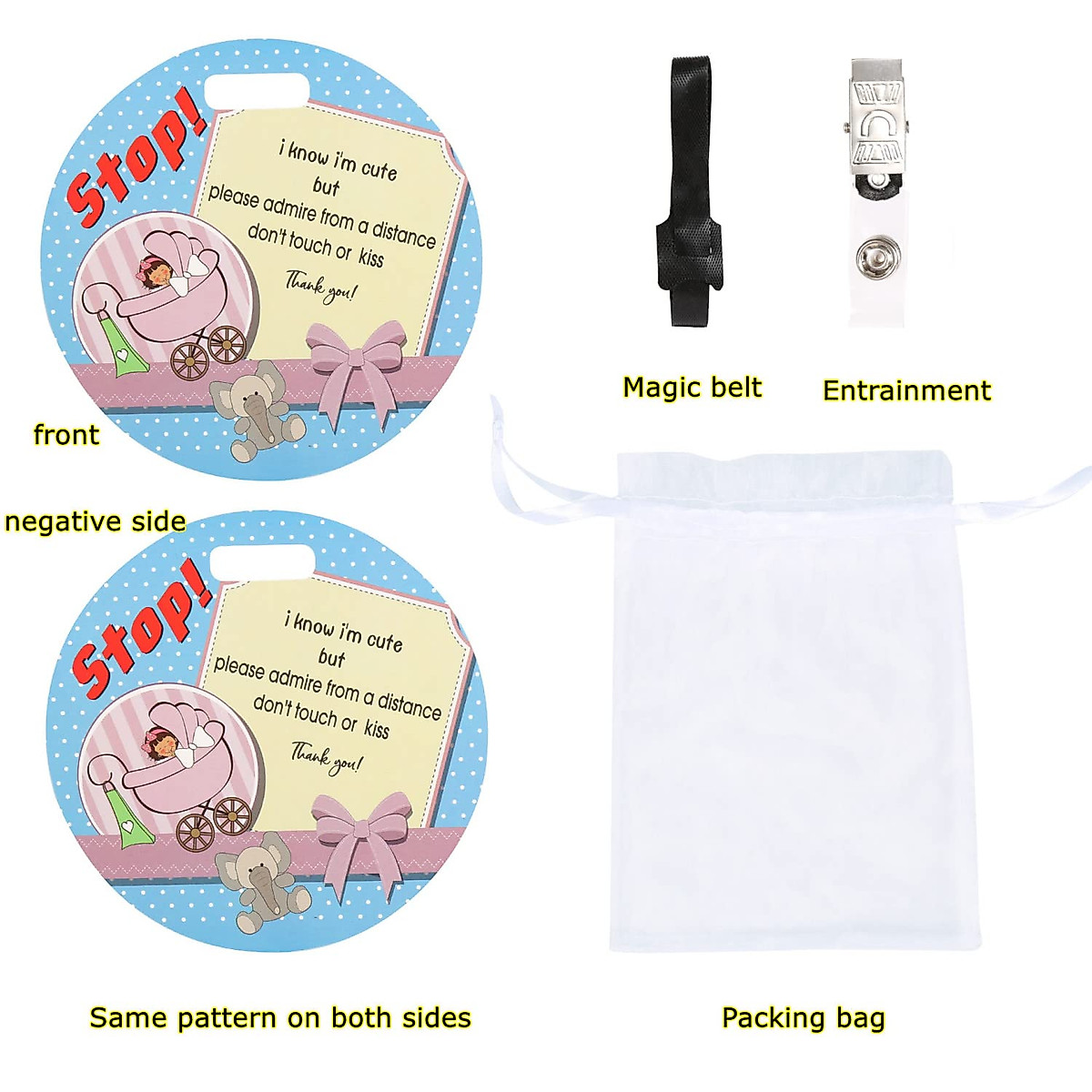 Do not Touch Baby Signs, Stroller Signs, Newborn car seat Signs, Premature Babies, do not Touch car seat Signs (Blue Pink, Girl)