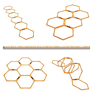 Outroad Speed Agility Training Ladder 6 Rings Set, Agility Footwork Training and Speed Hurdles Ladder, Fitness Equipment Sport Workout Home Gym,Orange