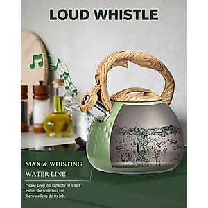 Hauce Radio Tea Kettle Stovetops, 2.5 Quart Food Grade Stainless Steel Water kettles for Stove Top Teatop with Anti-hot Ergonomic Handle,Suitable for All Heat Sources