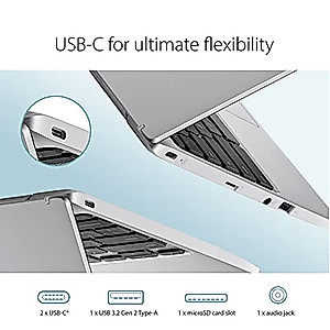 ASUS Chromebook CX1, 11.6" HD NanoEdge Display, Intel Celeron N3350 Processor, 32GB eMMC,  4GB RAM, Chrome OS, Transparent Silver, CX1100CNA-AS42