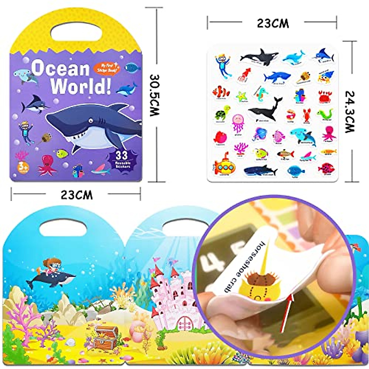 Stickers Book for Kids，3D Jelly Stickers，Reusable Stickers Book for Boys&Girls, 33pcs Reusable and Removable Stickers Kids Birthday Party Decorations for Wall Home Room