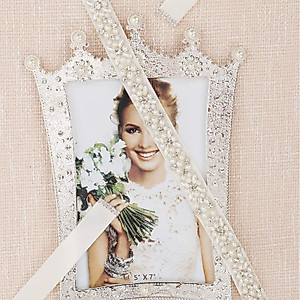 Tendaisy Women's Rhinestone Belts with Pearls Crystal Birdal Sashes for Wedding Gowns Ivory