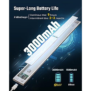 SUPERDANNY 16″ Under Cabinet Lights, Hand Wave Sensor LED Under Cabinet Lighting, Upgraded Rechargeable 3000mAh Battery Cordless Under Counter Lights for Kitchen, Closet, Workbench, 2/Pack