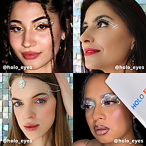 HOLO EYES 5 Designs 10 Sets Holographic Eye Makeup Stickers Festival Face Gems Temporary Stickers Crystal Face Stickers Decorations Fit for Festival Rave Carnival Party and Events Euphoria