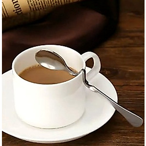 10PCS Stainless Steel Honey Milk Coffee Mixing Spoons Teaspoon with Curved Handle - 7 Inch Long