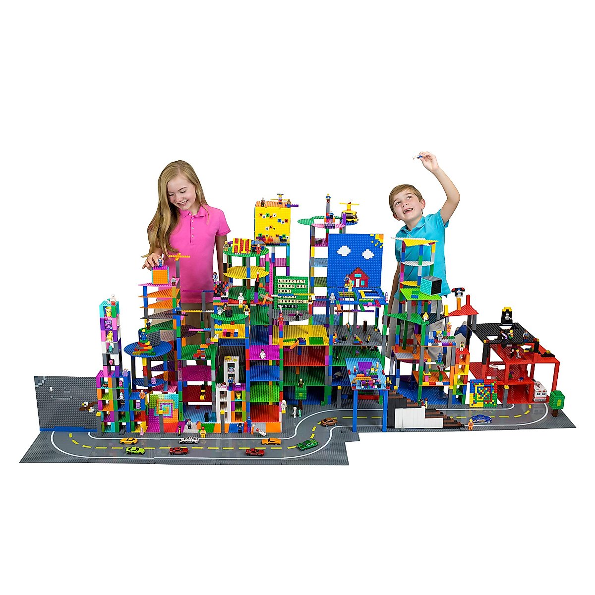 Strictly Briks Compatible with Lego 4 Pack Classic Stackable Baseplates 10x10 in, Building Bricks Plates with 32 x 32 Studs, Towers, Shelves, 4 Plates & 30 Stackers, Lavender
