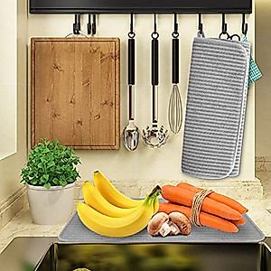 Dish Drying Mat for Kitchen Counter,Absorbent Drain Mats with Mircofiber,Dish Drying Pad,20"x15",2 Pack Grey